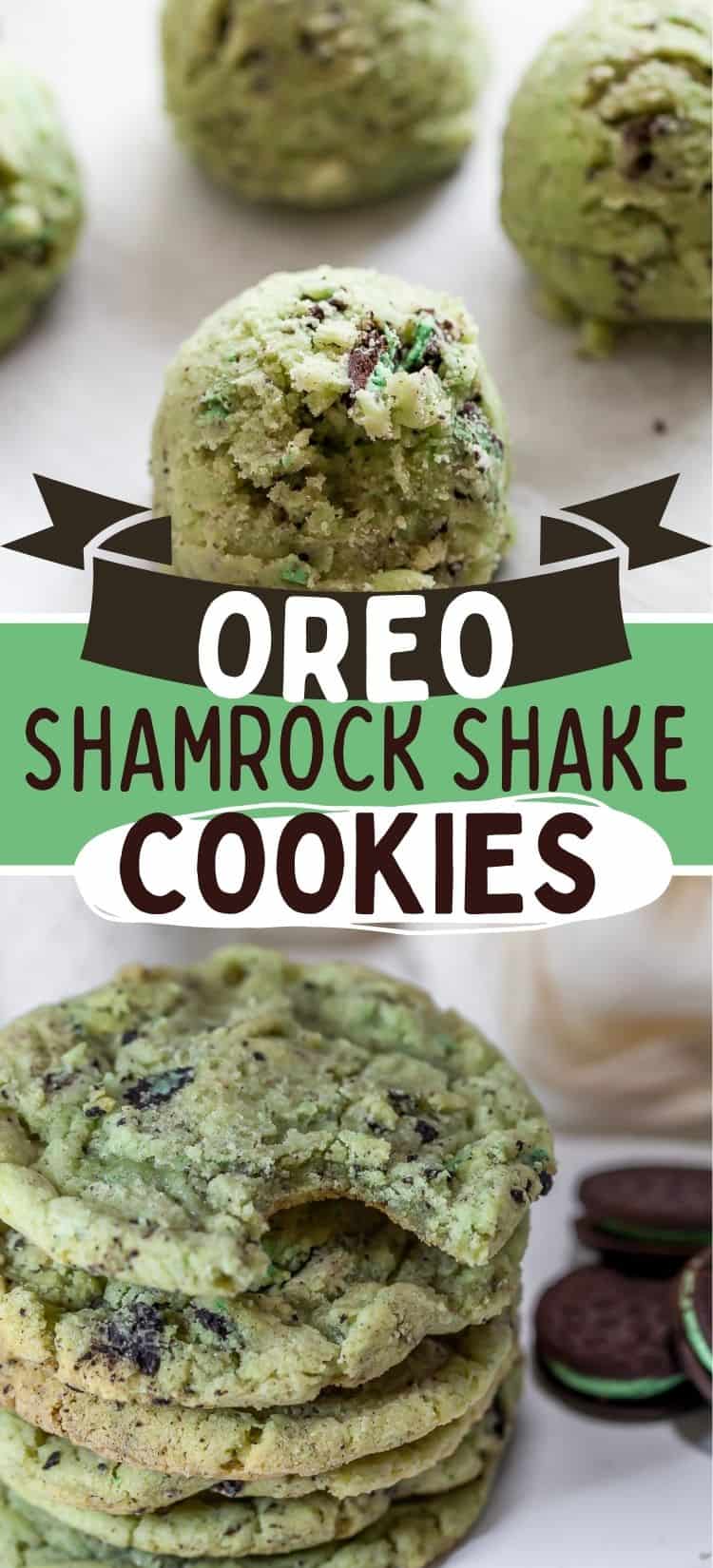 Oreo Shamrock Shake Cookies (Chewy & Minty!)